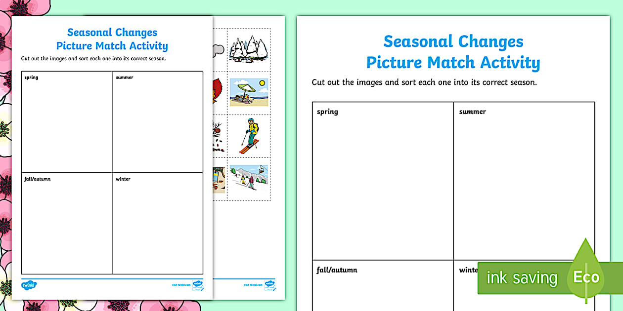 Seasonal Changes Picture Match Activity