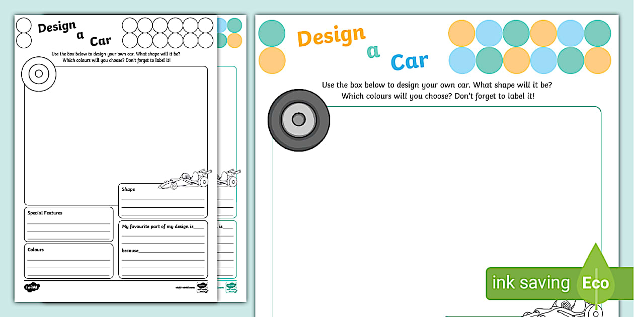 Design a Car Activity Sheet (teacher made) - Twinkl