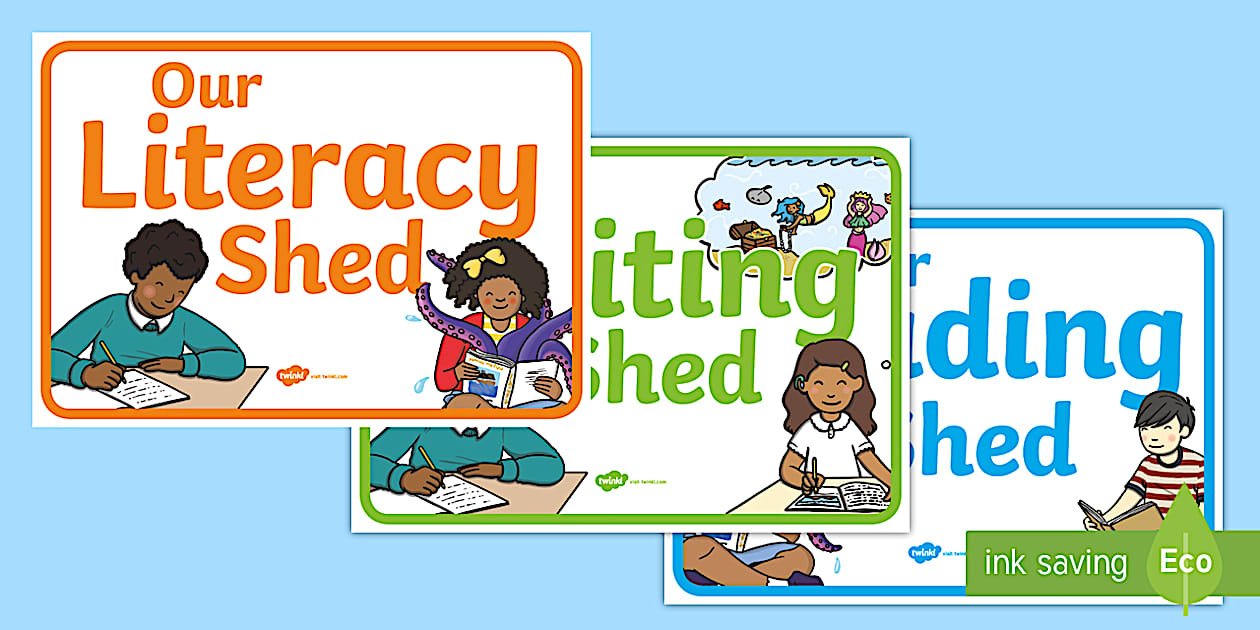 👉 Literacy, Writing, and Reading Shed Display Posters