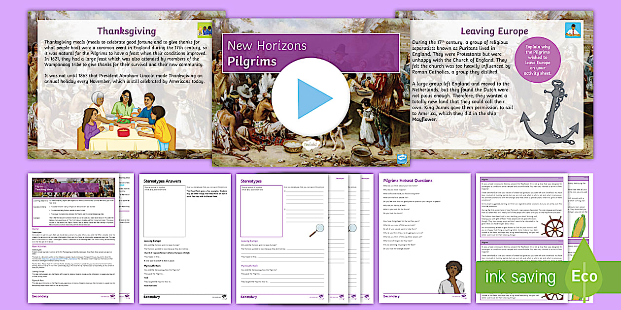 New Horizons Lesson Three: Pilgrims Lesson Pack - Twinkl