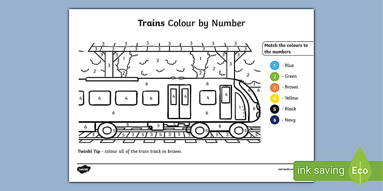 Train Colour by Number Page | Twinkl Resources - Twinkl