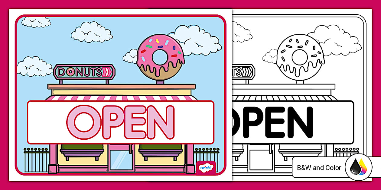Donut Shop Dramatic Play Open Sign (teacher made) - Twinkl