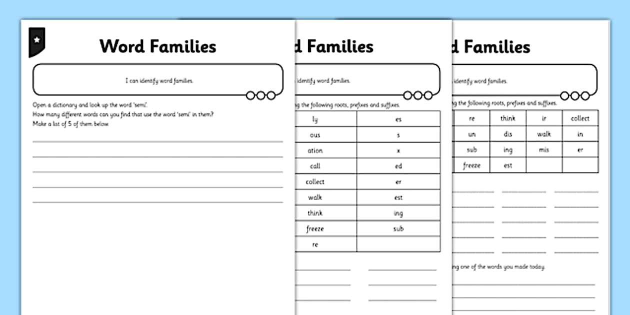 Word Family Worksheet Pack | KS2 | Twinkl (teacher made)