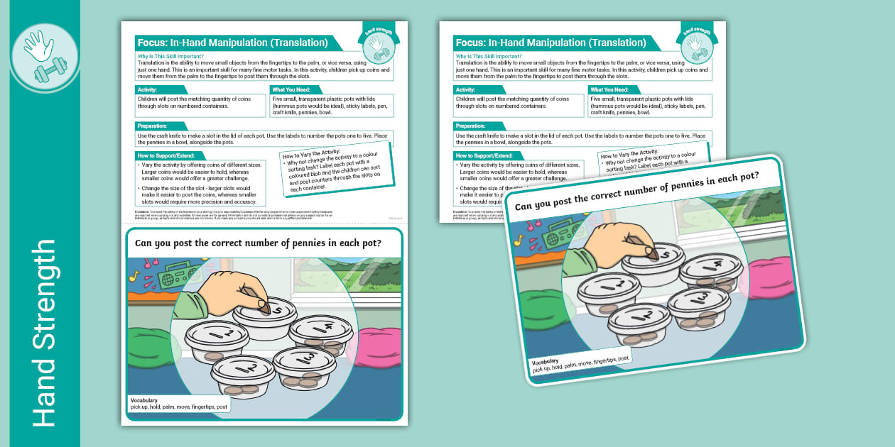 Number Fine Motor Hand Strength Activity: Post the Pennies