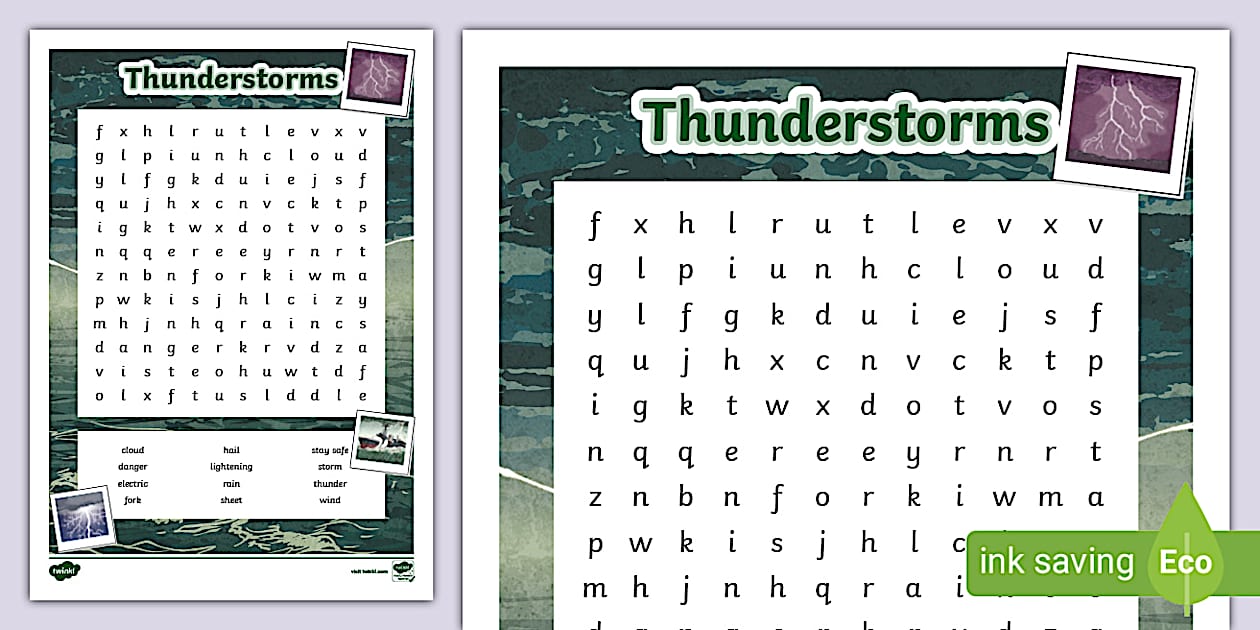 Thunderstorms Word Search (teacher made) - Twinkl