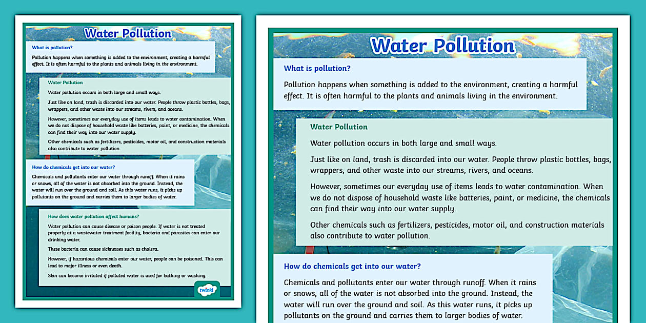 Water Pollution Facts Poster for 3rd-5th Grade - Twinkl