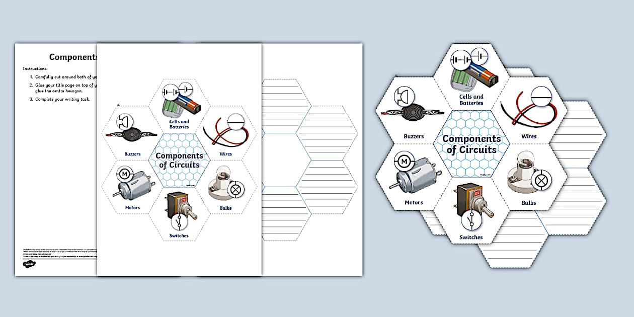 Components of Circuits Hexagon Writing Template - Twinkl