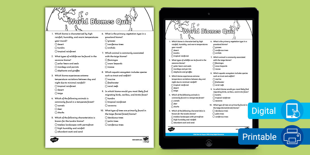 World Biomes Quiz for 3rd-5th Grade (teacher made) - Twinkl