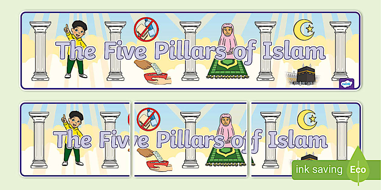 The Five Pillars of Islam Display Banner - Twinkl