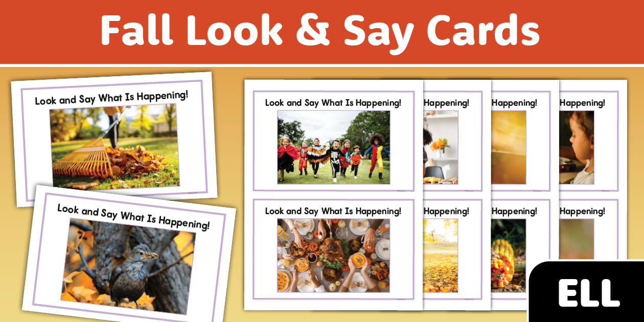 Fall Look and Say What Is Happening Cards for ELL