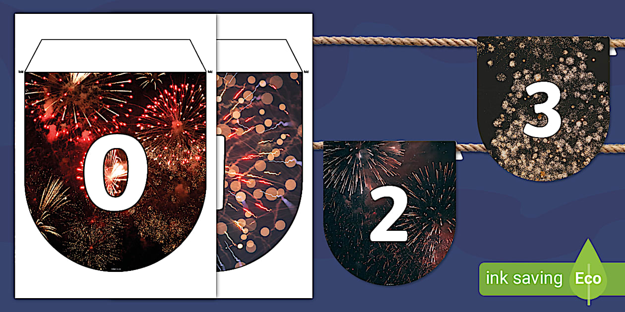 👉 Firework Number Photo Bunting (teacher made) - Twinkl