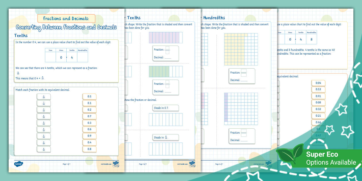 Converting Between Fractions and Decimals (Ages 8 - 9)