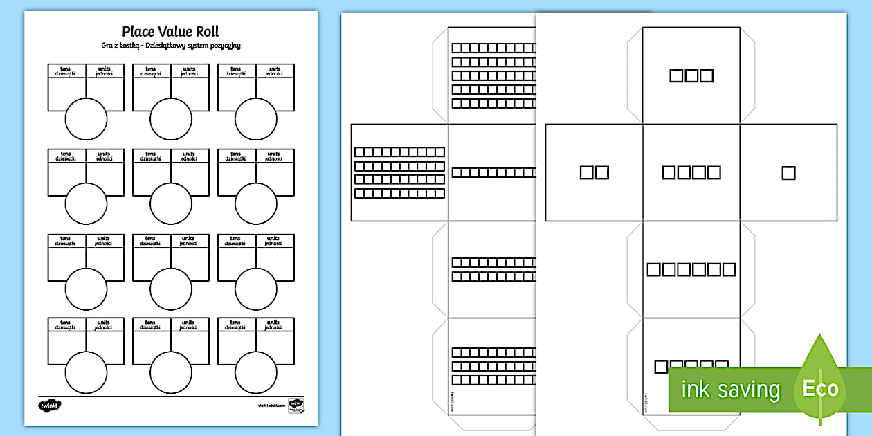 Place Value Roll Dice Worksheet / Worksheet English/Polish - Place ...