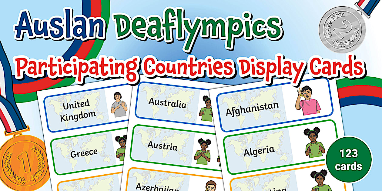 Auslan Deaflympics Participating Countries Display Cards