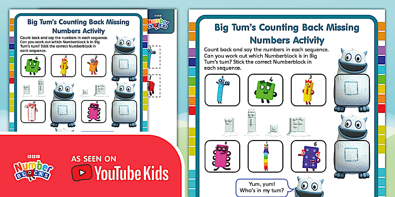 Numberblocks: Big Tum's Counting Back Missing Numbers