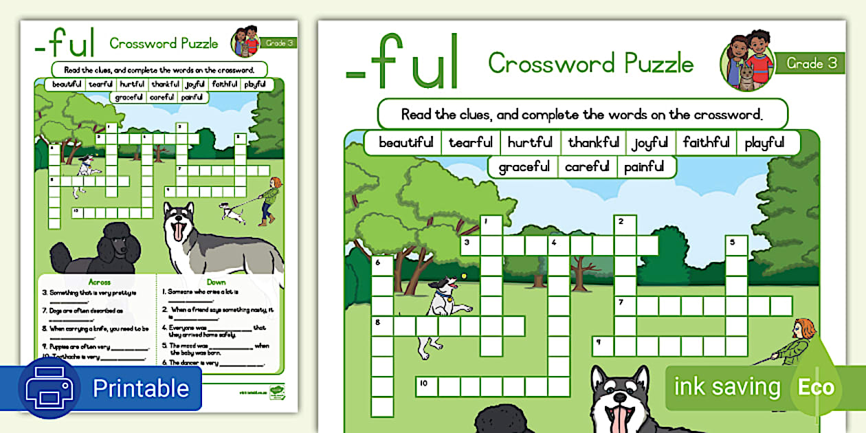Grade 3 Phonics Crossword Puzzle -ful (teacher made)