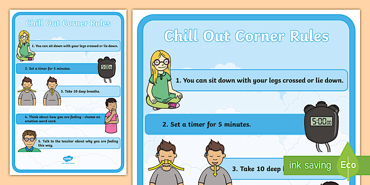 Cursive Chill Out Corner Rules A4 Display Poster - Twinkl