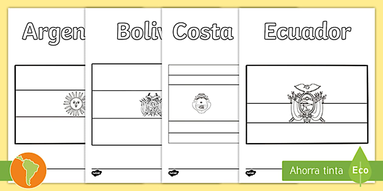 Ficha de actividad: Colorea las banderas de América Latina- Guía de trabajo