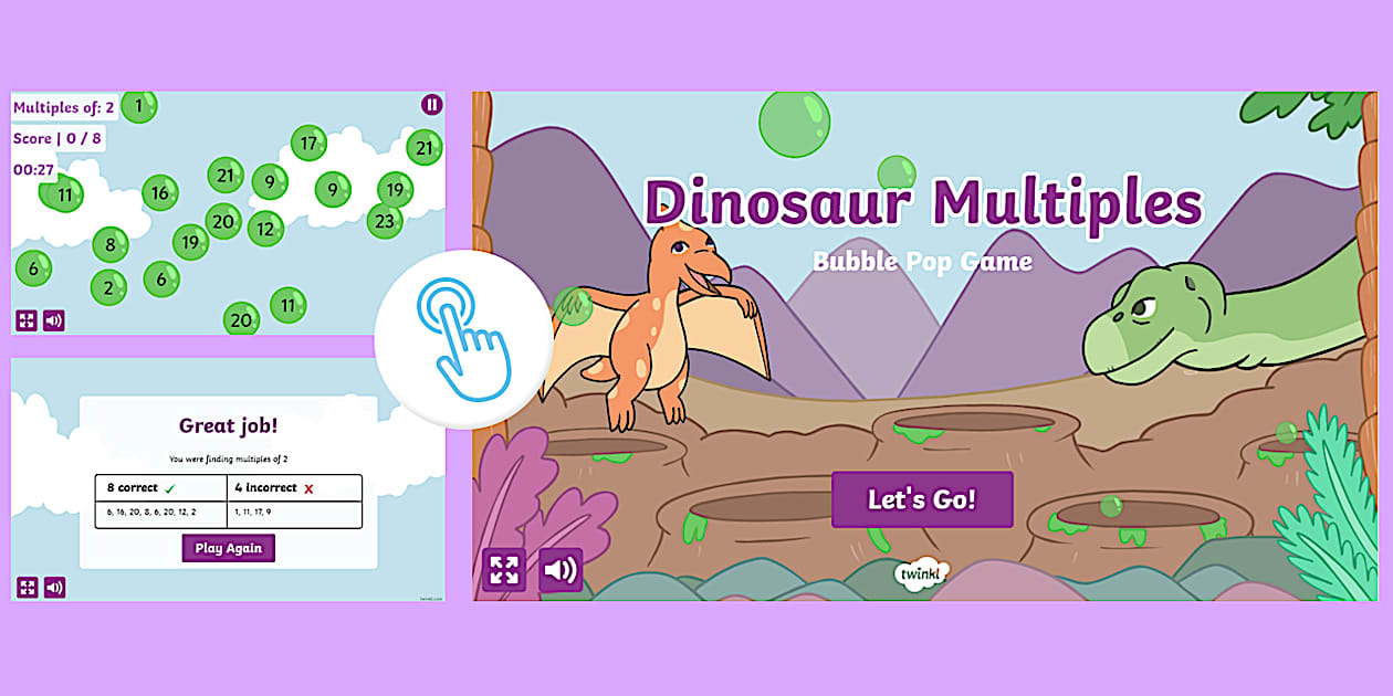 Bubble Pop Multiples Maths Dinosaur Game | Twinkl Go!