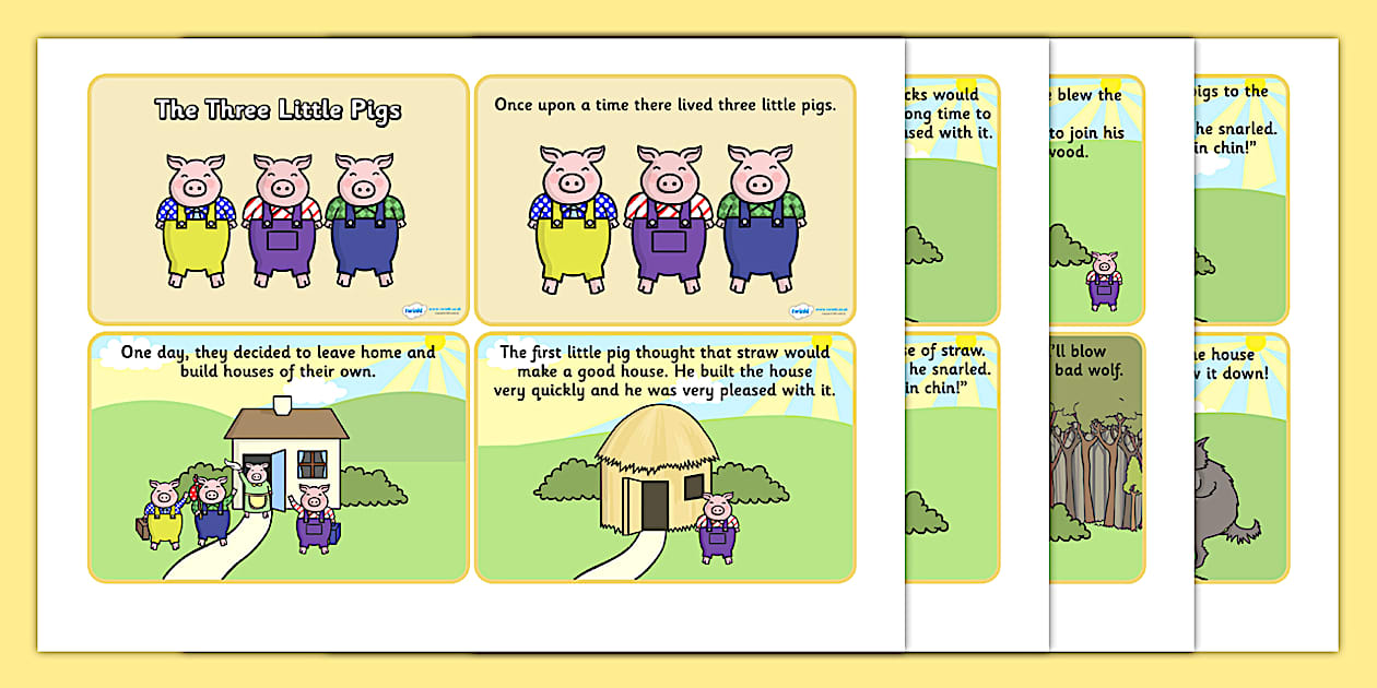 The 3 Little Pigs Story Cards (teacher made) - Twinkl
