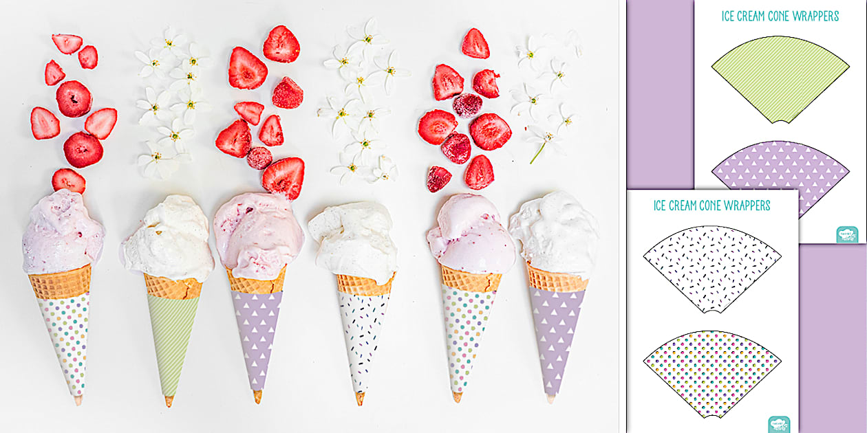 Ice Cream Cone Wrappers | Twinkl Party (Teacher-Made)