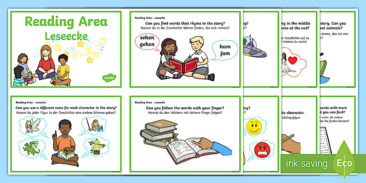 Reading Area Challenge Cards English/German - Twinkl