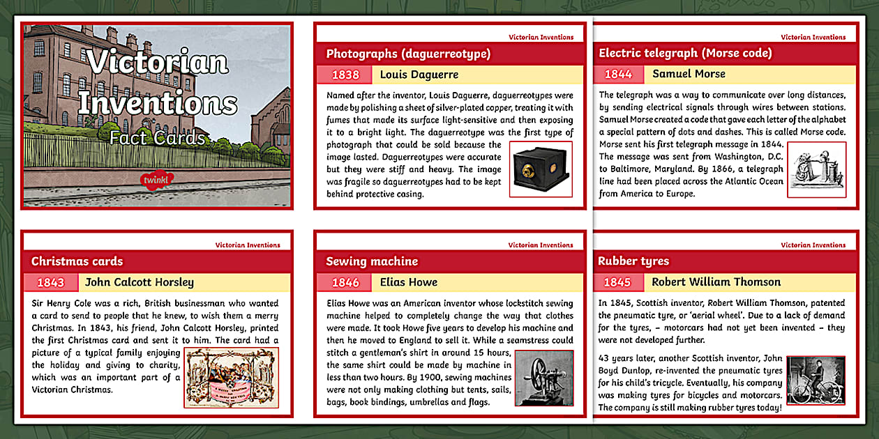 Victorian Era Invention Facts Cards - Primary Resources