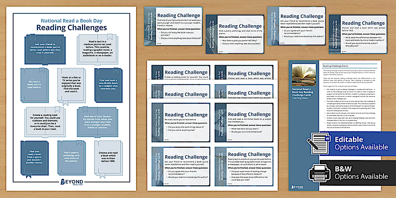 Reading Challenge KS3 Cards | National Read a Book Day 2021