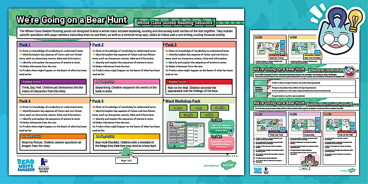 FREE! - Guided Reading overview for We're Going on a Bear Hunt