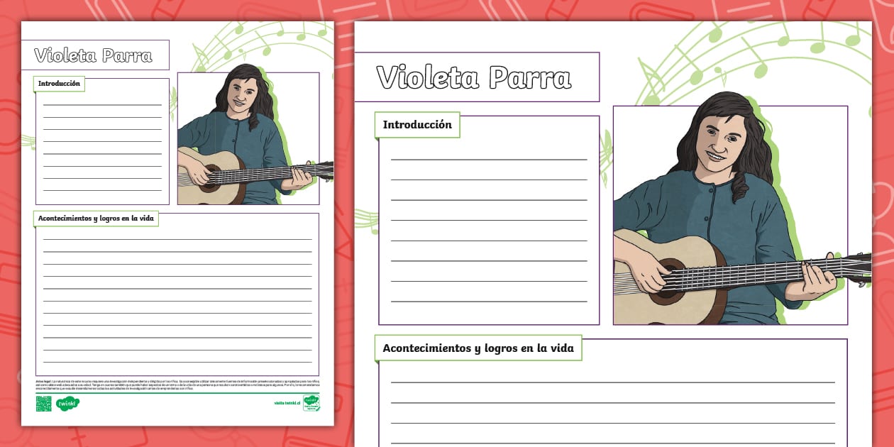 Guía de Trabajo: Biografía de Violeta Parra - Twinkl