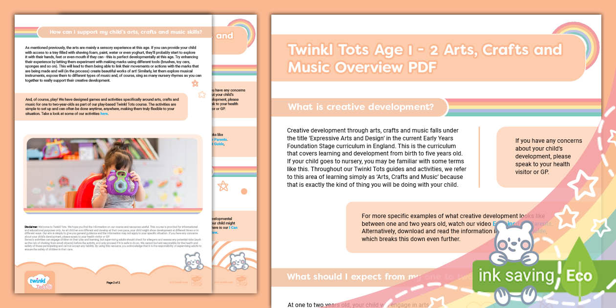 1-2 Years Arts, Crafts and Music Overview