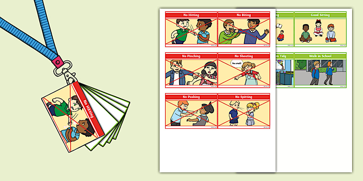 Lanyard-Sized Behaviour Visual Aid Cards (professor feito)