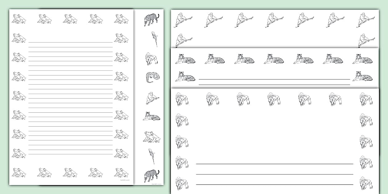 Jungle Black and White Page Borders Pack