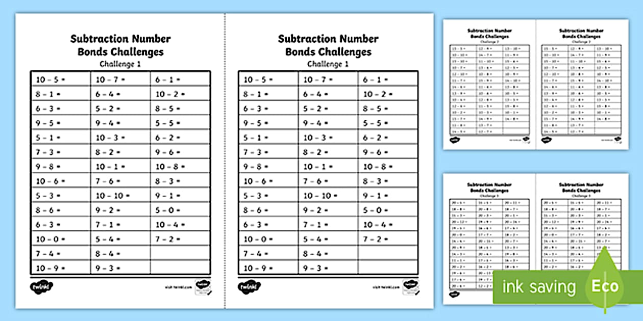 Ultimate Subtraction within 20 Worksheets | Primary - Twinkl