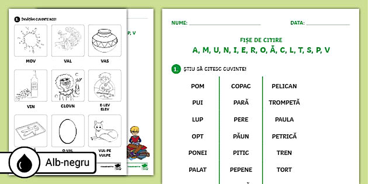 Fișă de citire sunetul și litera V - Twinkl