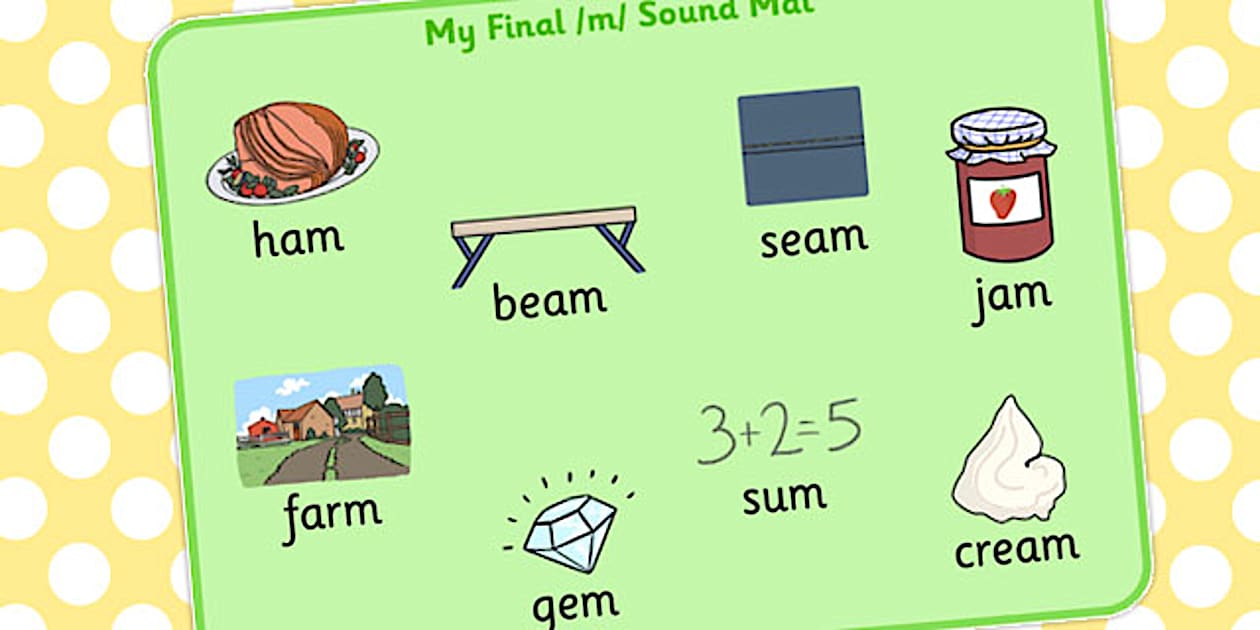 Final M Sound Word Mat (teacher made) - Twinkl