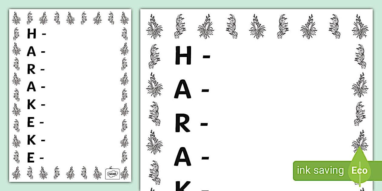 Harakeke Acrostic Poem Activity
