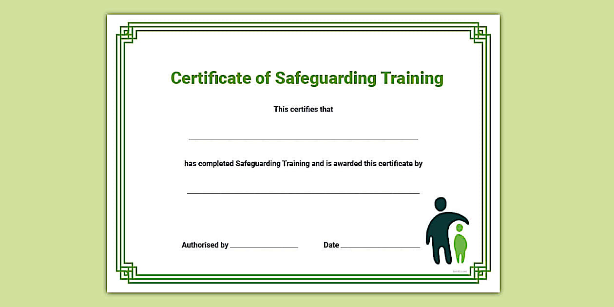 Safeguarding Certificate Template (teacher made) - Twinkl