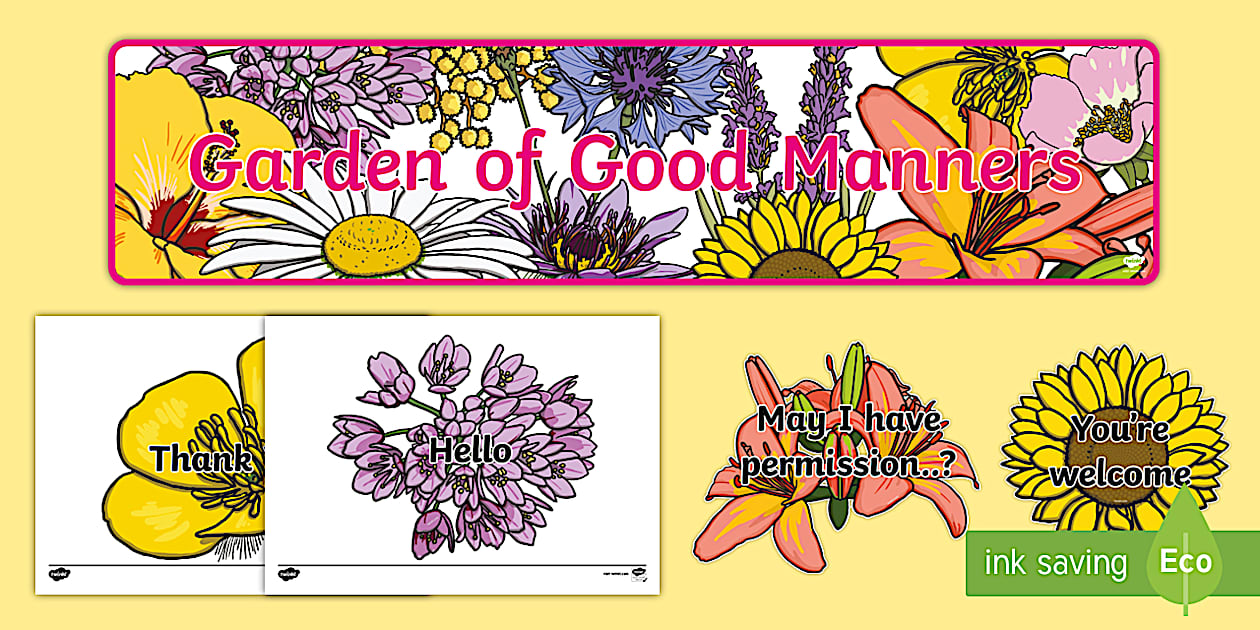 Cursive Garden of Good Manners Display Pack - Twinkl