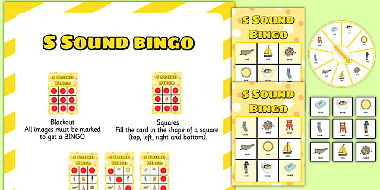 s Sound Bingo Game with Spinner (teacher made) - Twinkl