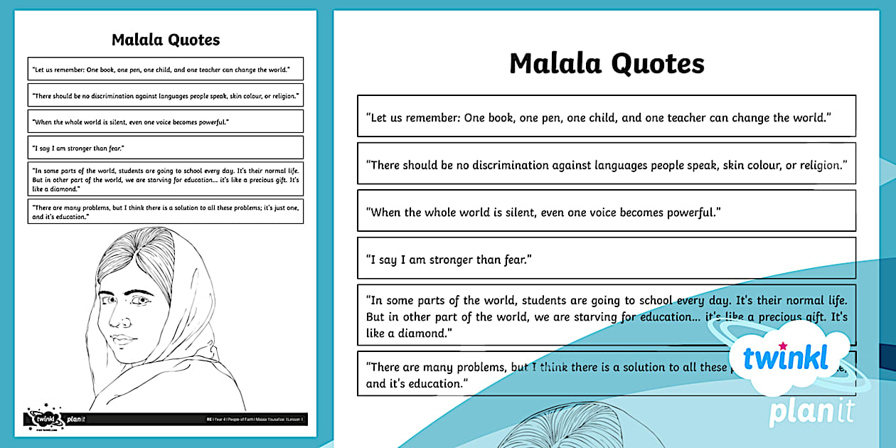 Malala Quotes Worksheet / Worksheet (teacher made) - Twinkl