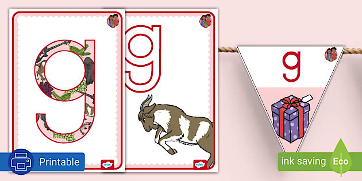 Gr. R Phonics Display Posters and Bunting: G Sound - Twinkl