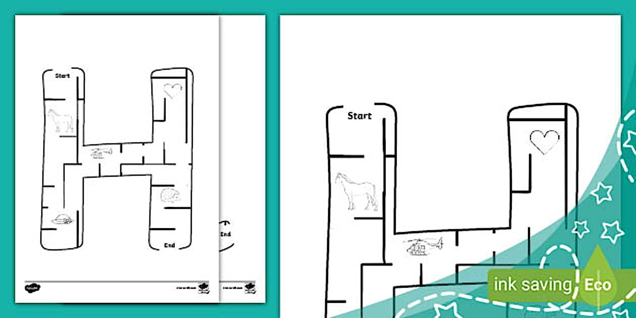 Alphabet Maze Hh (teacher made) - Twinkl