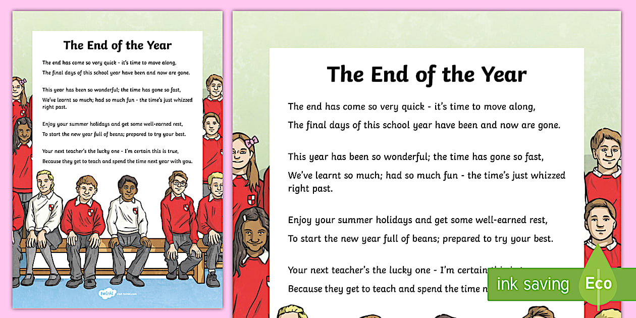 Editable Moving Classes Poem for the End of the Year