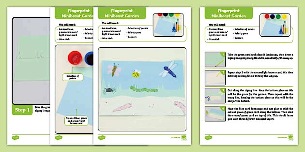 Fingerprint Minibeast Garden Craft (teacher made) - Twinkl