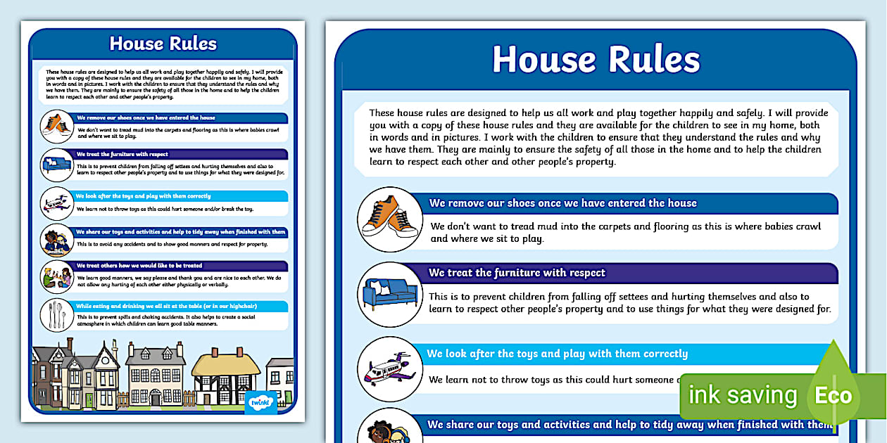 Editable Childminder House Rules (teacher made) - Twinkl