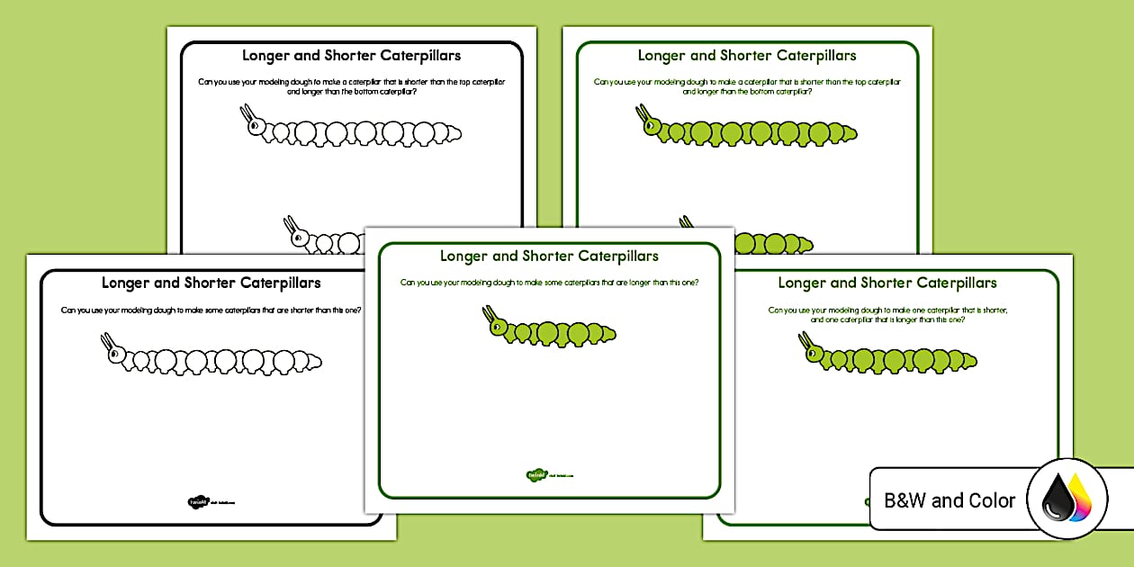 Longer and Shorter Caterpillars Modeling Dough Mats - Twinkl