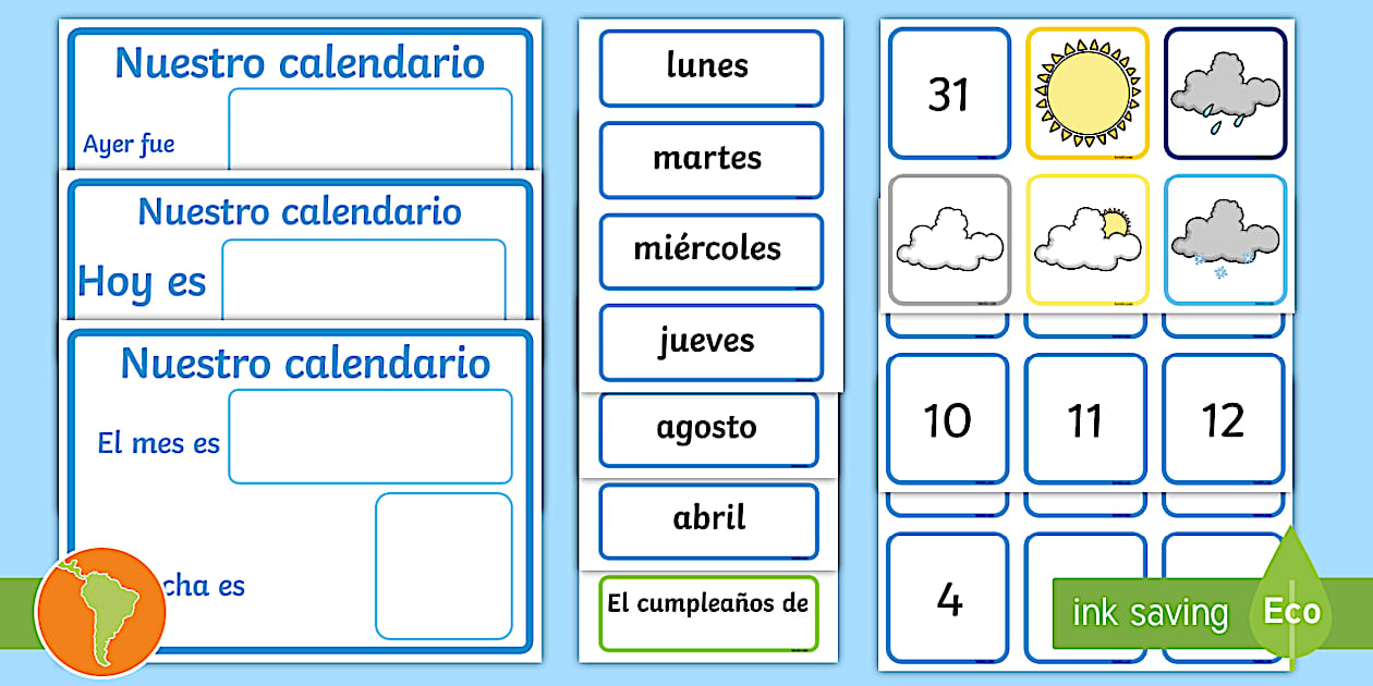 Postérs: El calendario diario y el tiempo - Twinkl