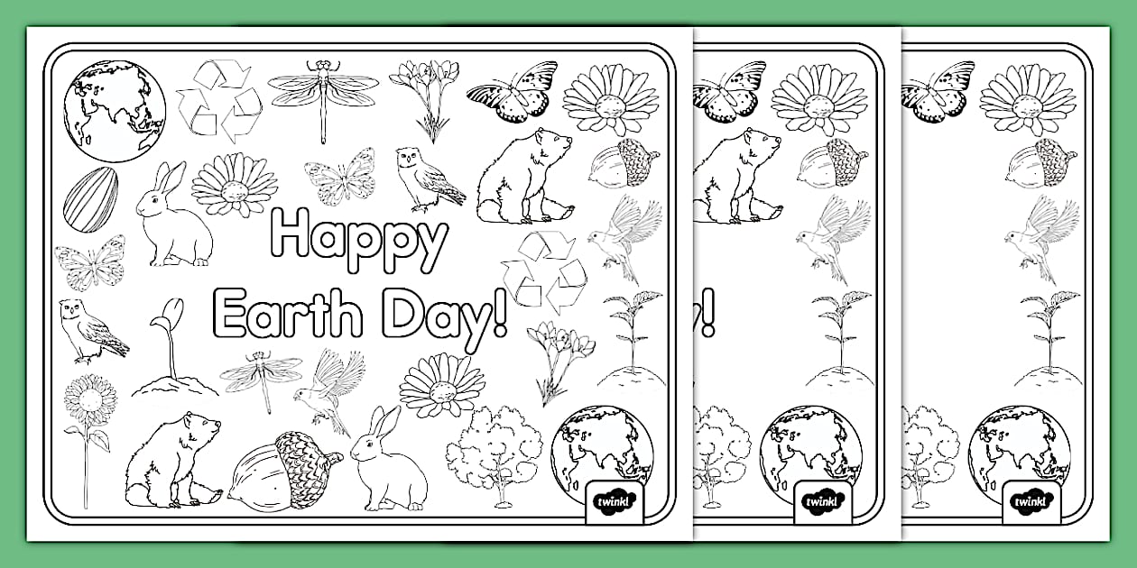 Let's Doodle! Earth Day Coloring Sheets - Twinkl