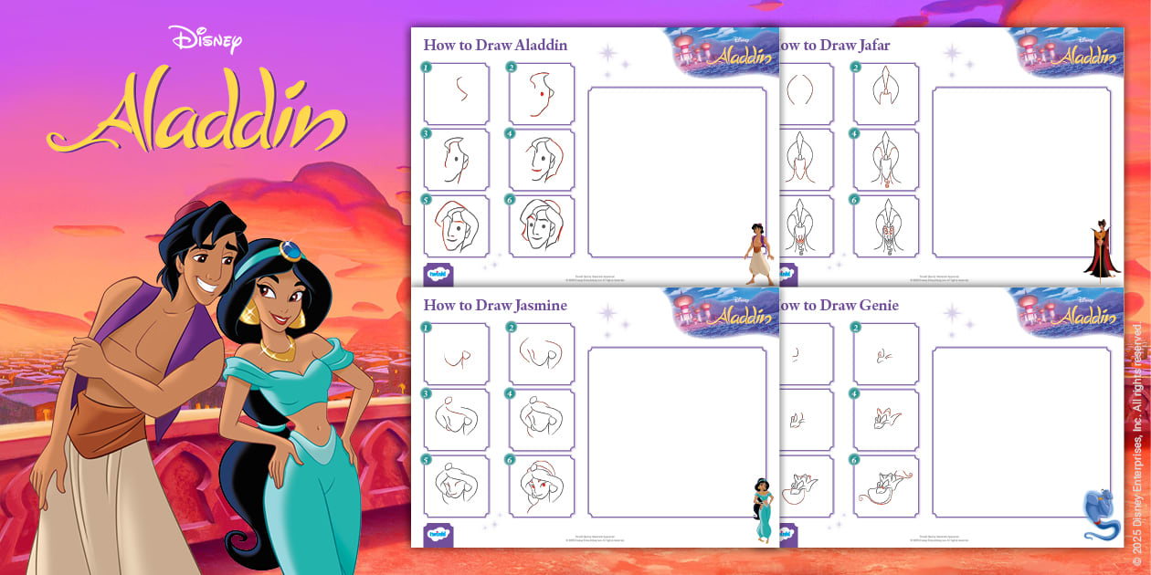 Aladdin: How to Draw Characters Activity | Disney | Twinkl